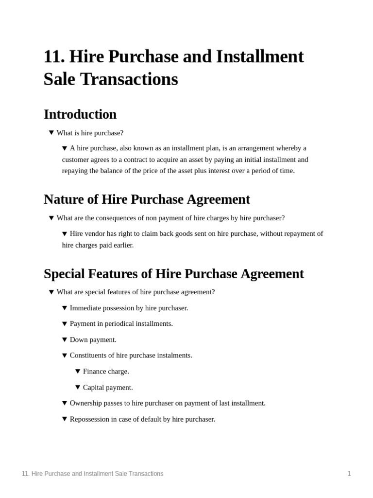 Hire Purchase and Installment Sales Guide | PDF | Depreciation ...