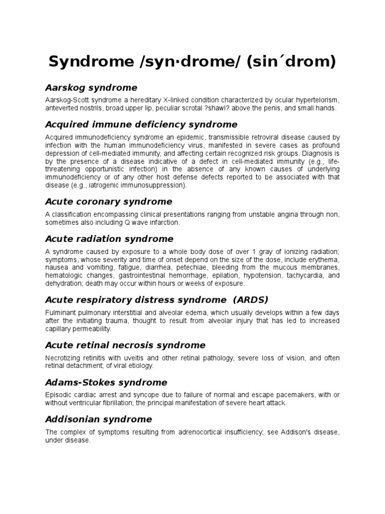 Syndromes A-Z | PDF | Immunodeficiency | Genetic Disorder