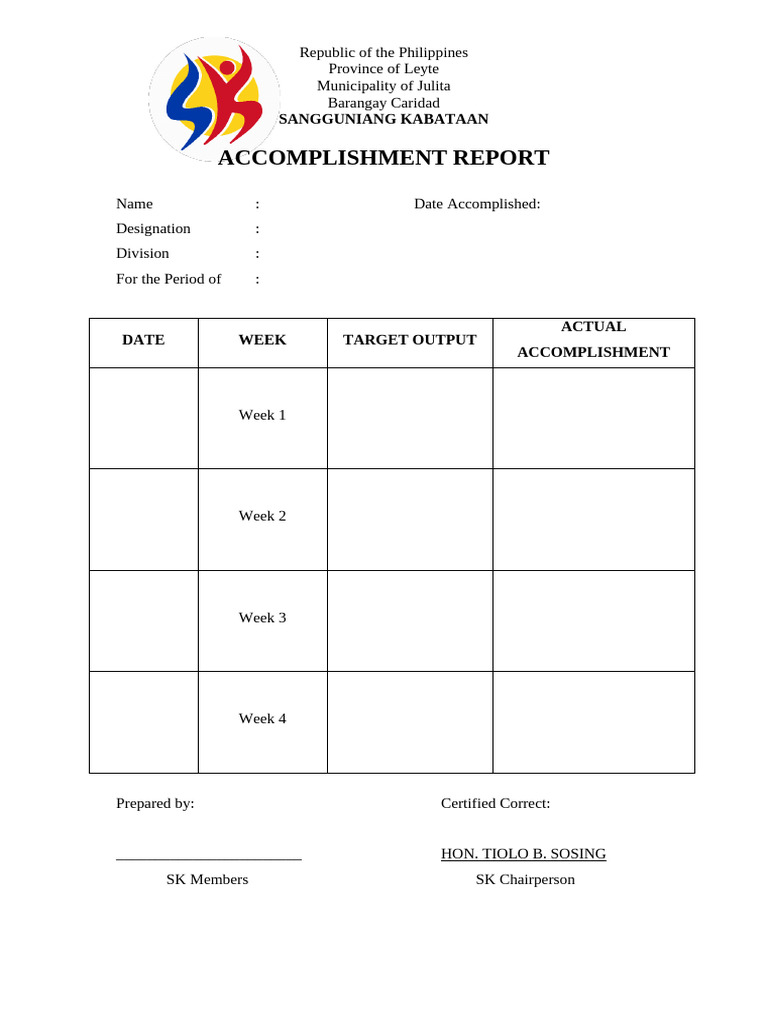 Julita SK Accomplishment Report 2023 | PDF