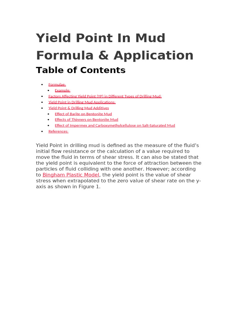 11.Yield Point In Mud Formula & Application | PDF | Shear Stress ...
