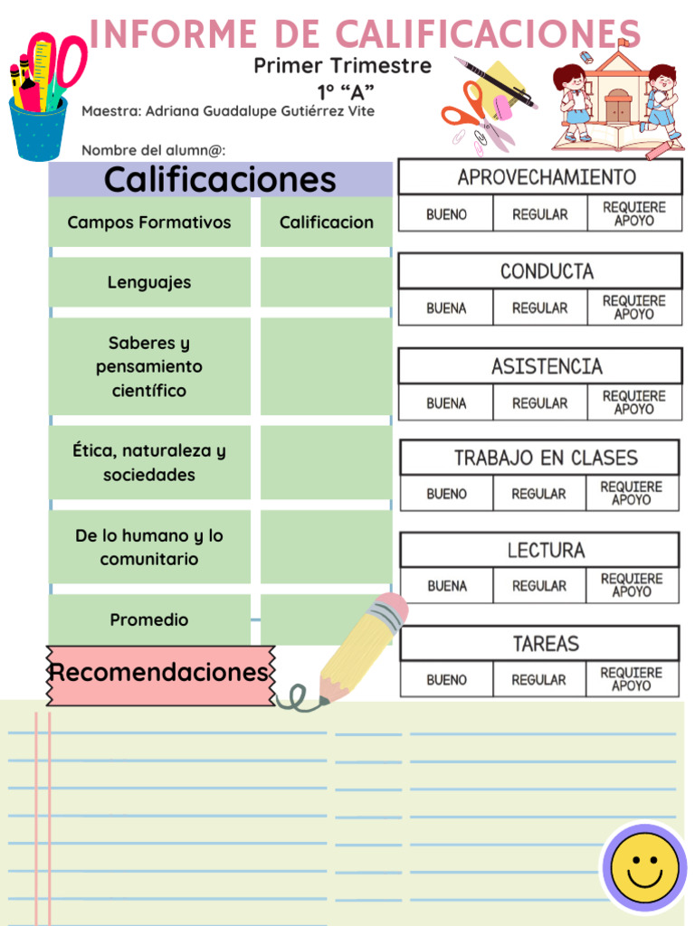 Rosa Azul Preescolar Boleta de Calificaciones_20251126_160702_0000 | PDF