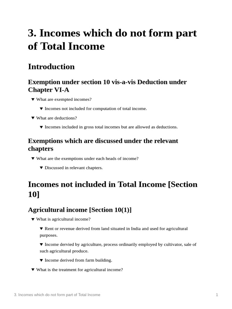 3. Incomes Which Do Not Form Part of Total Income | PDF | Tax Exemption ...