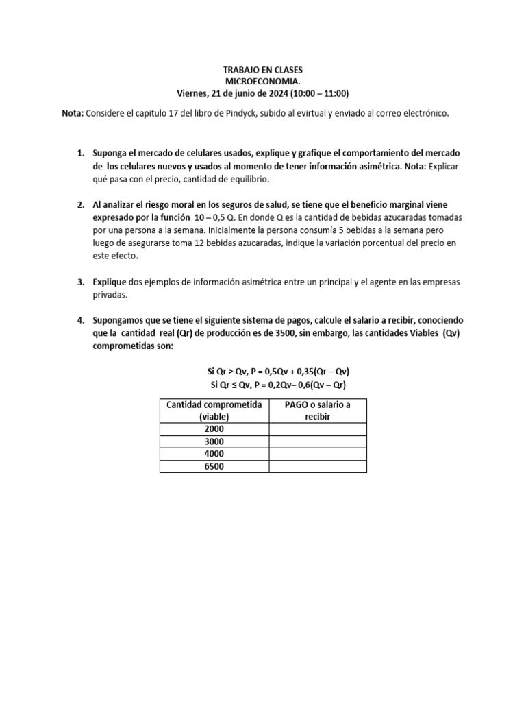 Trabajo en Clases Micro | PDF