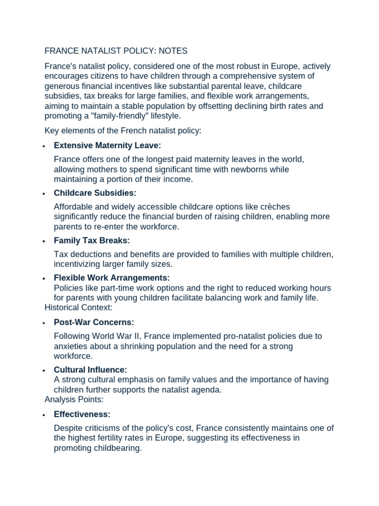 France's Effective Natalist Policy Explained | PDF