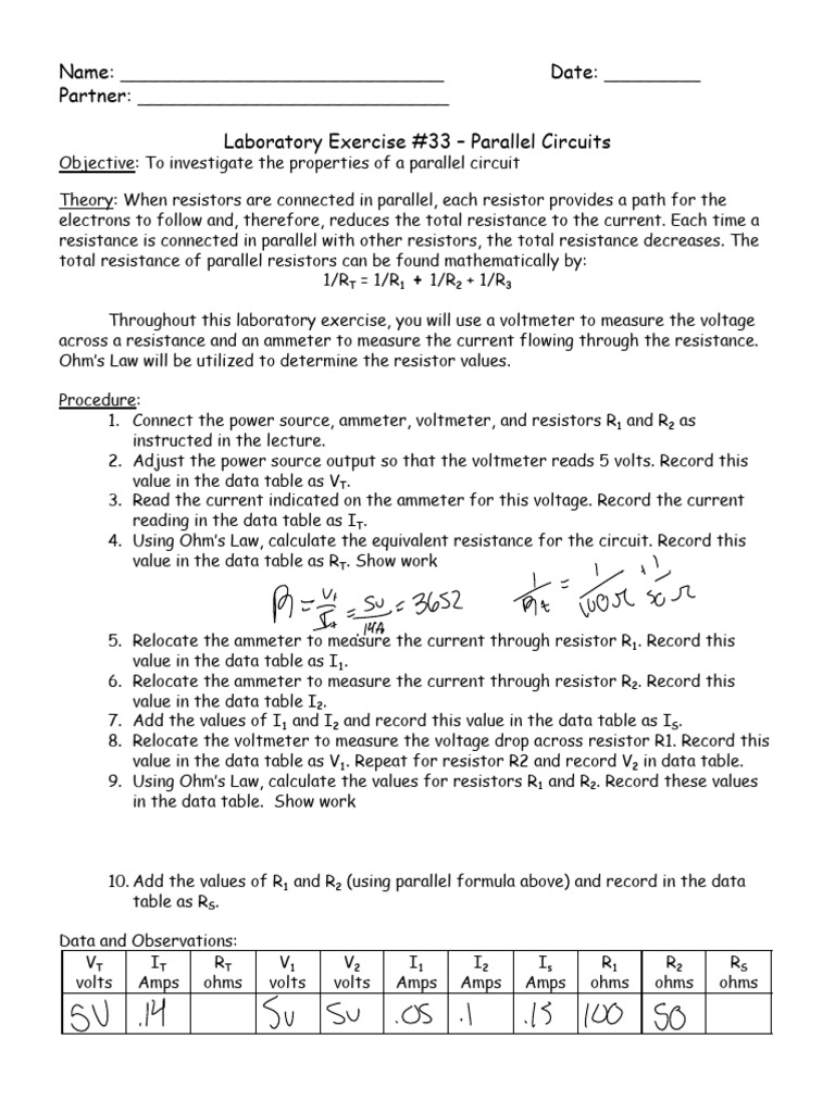 Parallel Circuit Laboratory Exercise | PDF | Resistor | Series And ...