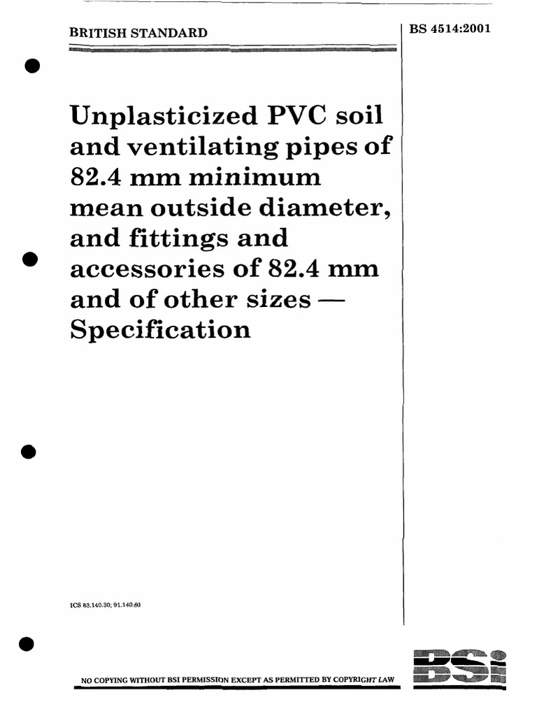 BS 4514:2001 PVC Soil Pipe Standards | PDF | Pipe (Fluid Conveyance ...