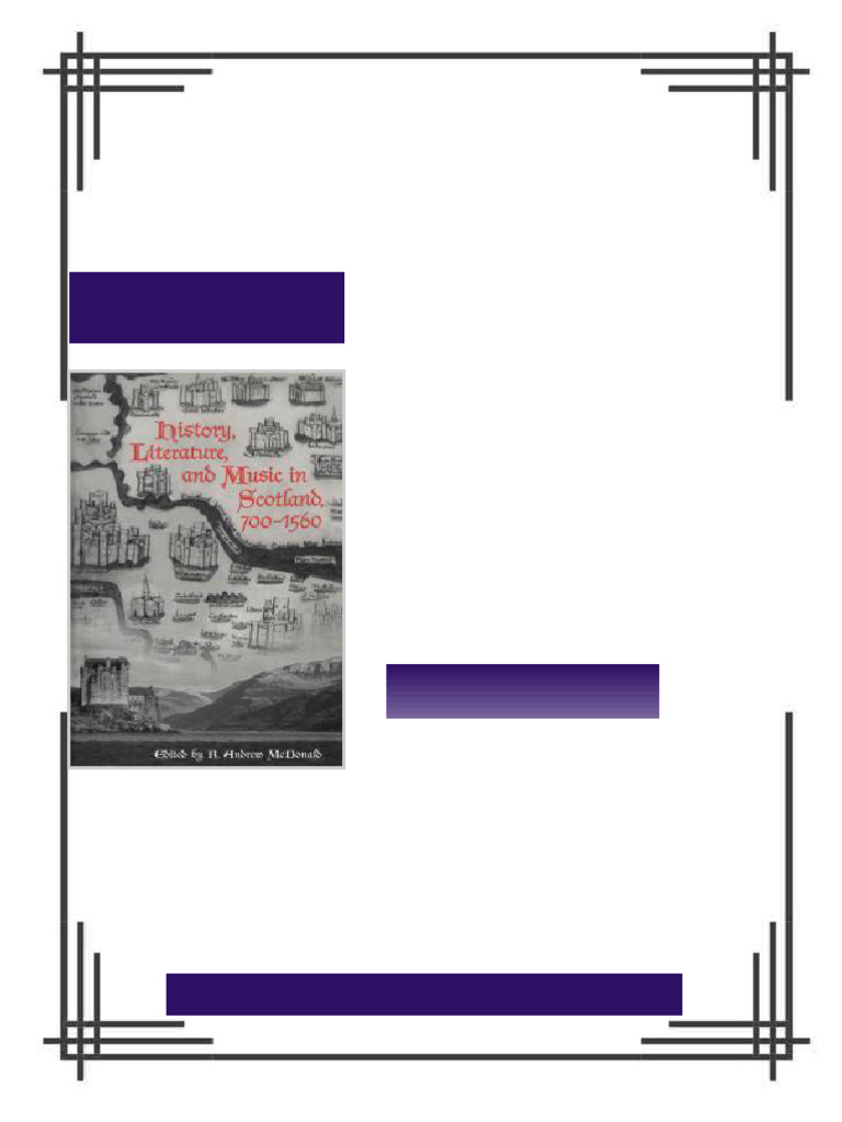 History Literature and Music in Scotland 700 1560 1st Edition R. Andrew ...