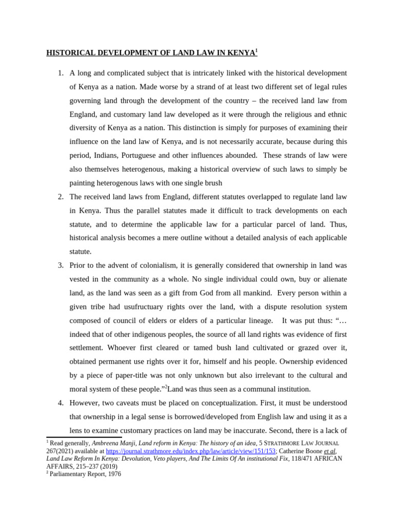 Evolution of Land Law in Kenya | PDF | Kenya | Common Law