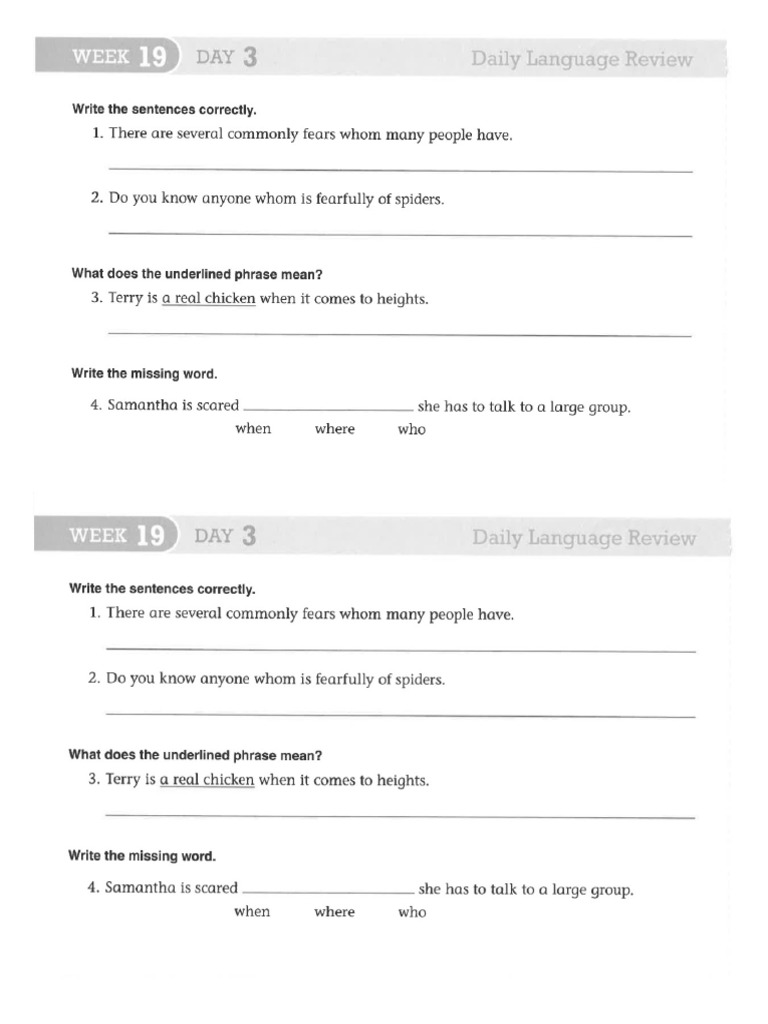 Daily Ela Review Week 19 | PDF