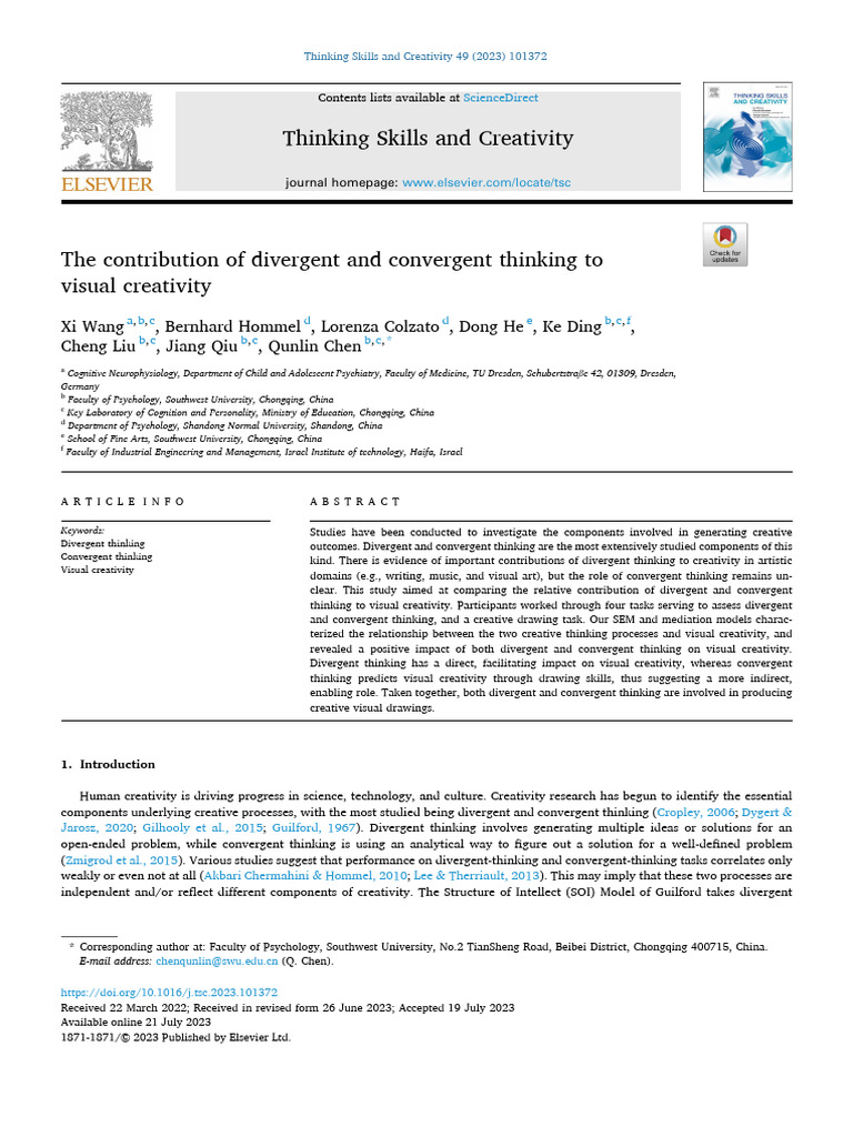 The Contribution of Divergent and Convergent Thinking to Visual ...