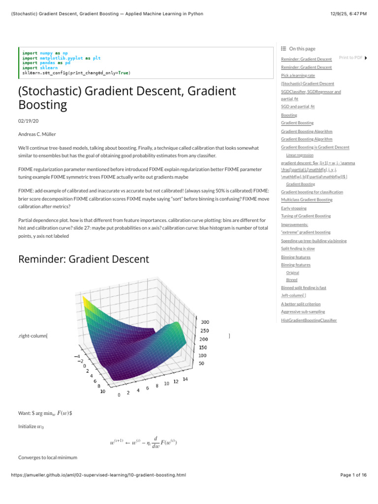 (Stochastic) Gradient Descent, Gradient Boosting — Applied Machine ...