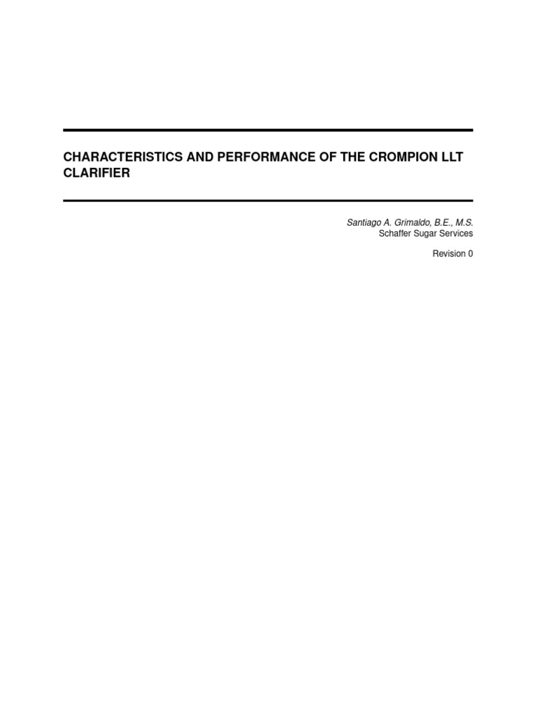 Crompion LLT Clarifier Performance Insights | PDF | Sugarcane | Sugar