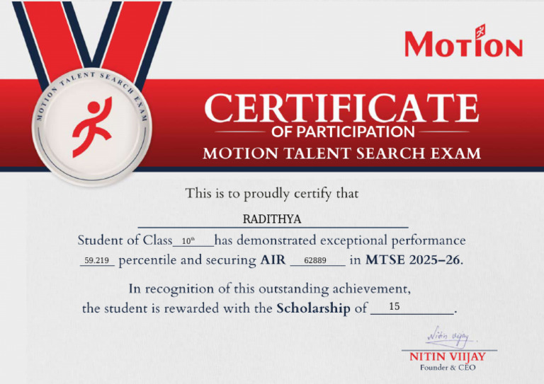 Radithya Mtse Certificate | PDF