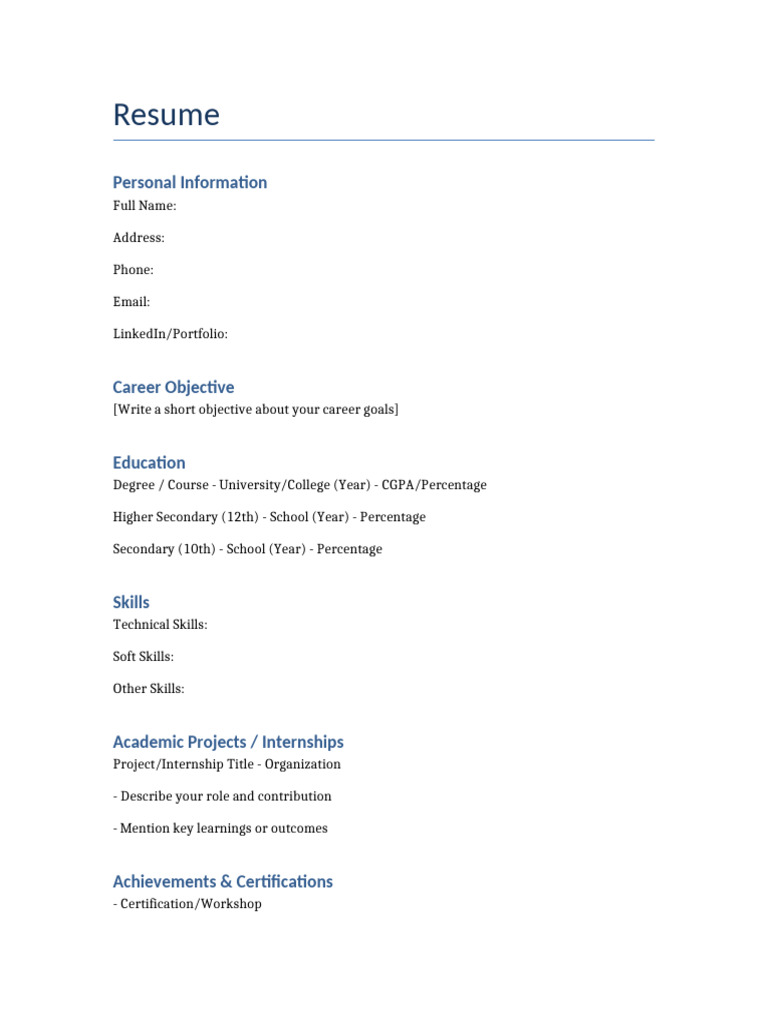 Comprehensive Resume Template Guide | PDF