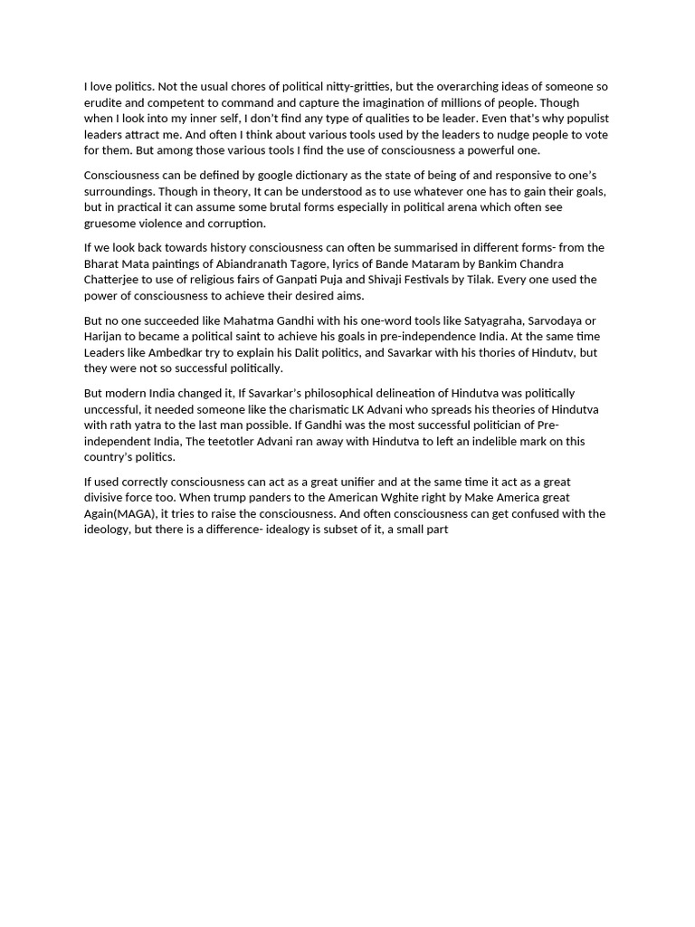 The Power of Consciousness in Politics | PDF