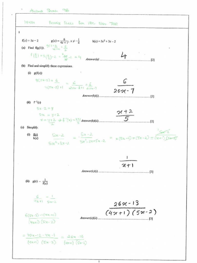 Grade 9 Practice Worksheet | PDF