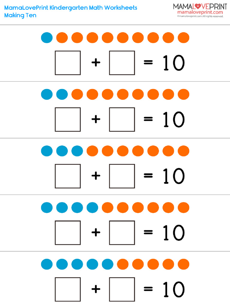 Making Ten Maths Exercise | PDF