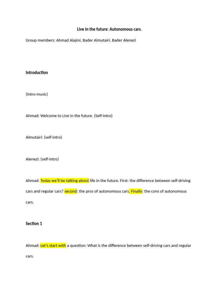 Speaking Assessment 3 Script Ahmad Alajmi, Bader Almutairi, Bader ...