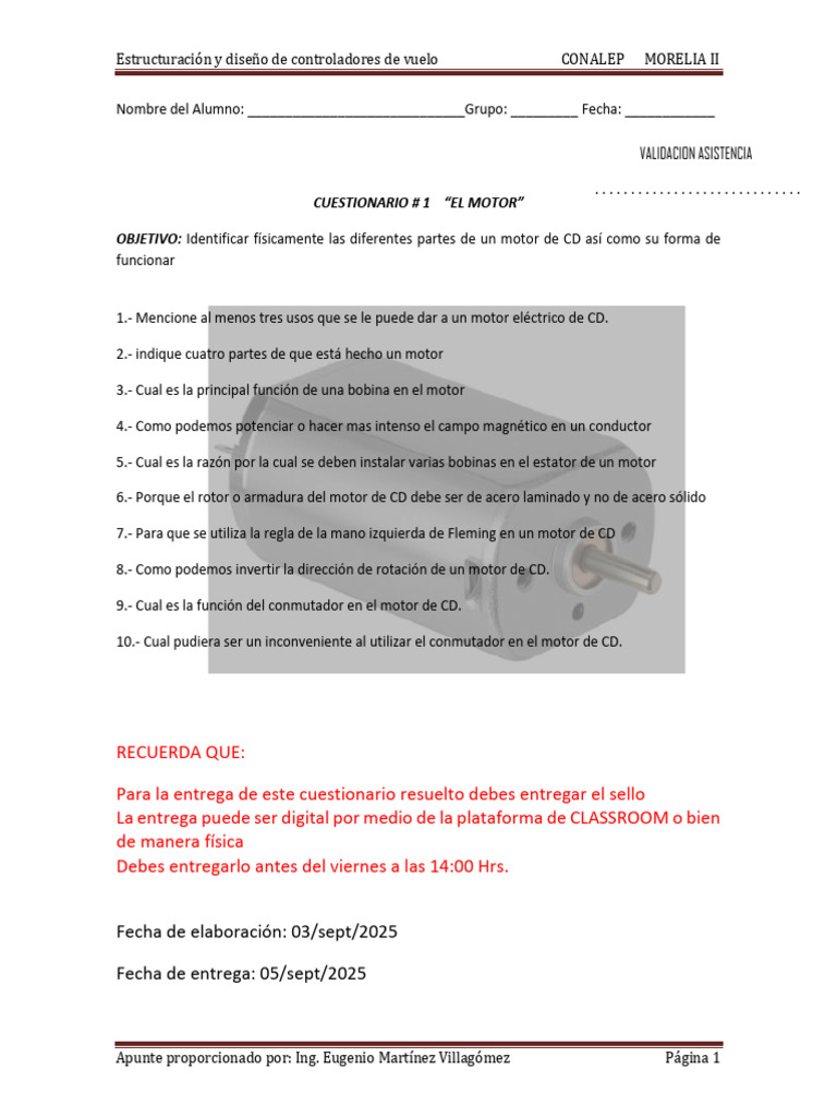 Cuestionario El Motor EDCU | PDF