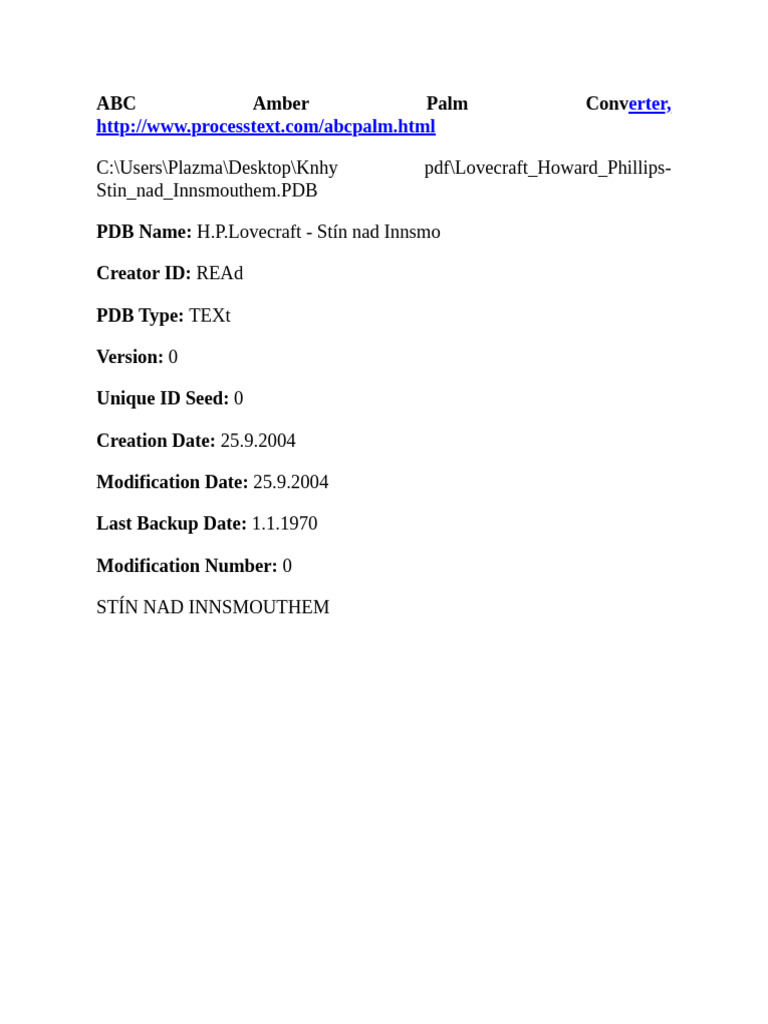 Stin Nad Innsmouthem - Lovecfaft Howard Phillips | PDF