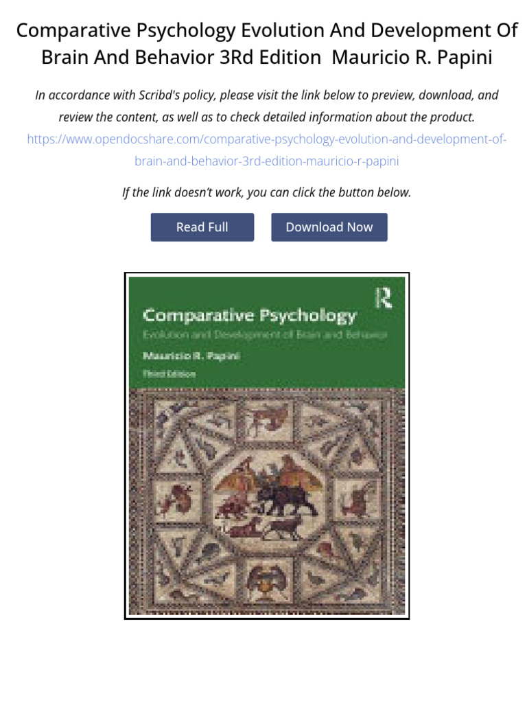 Comparative Psychology Evolution and Development of Brain and Behavior ...