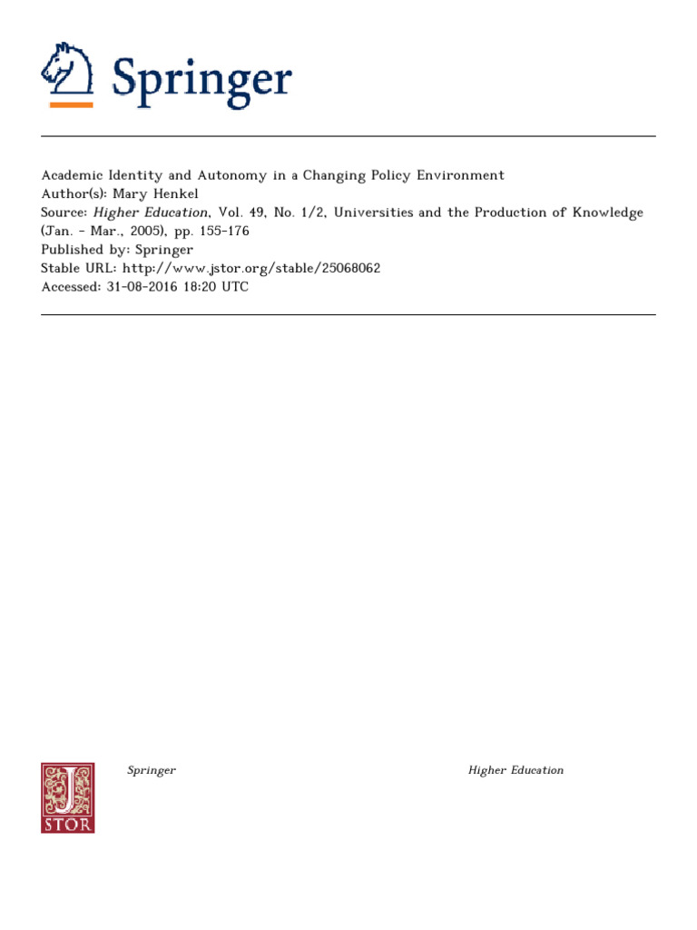 Academic Identity in Policy Change | PDF | Science | Identity (Social ...