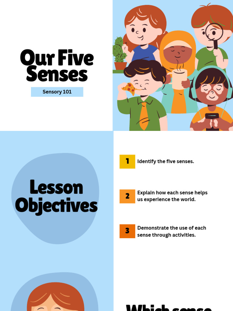 Science Five Senses Education Presentation in Blue White Simple Clean ...