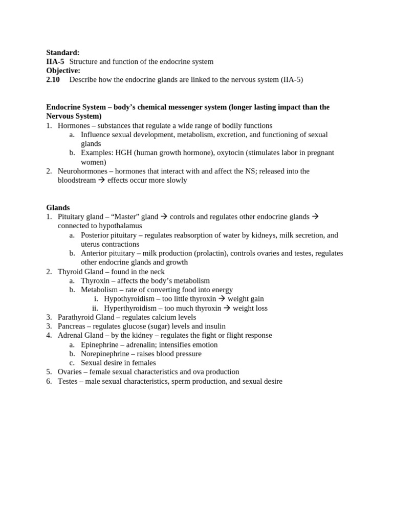 Endocrine System: Glands and Functions | PDF