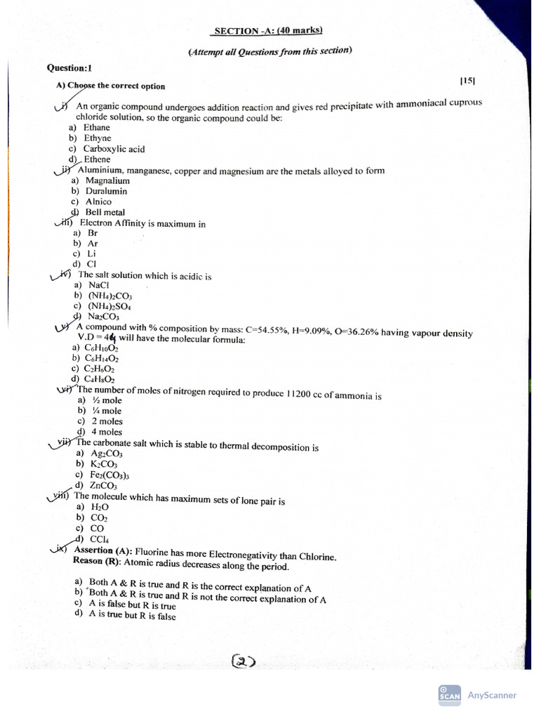 SAIE_Chemistry Pre-Board Question | PDF