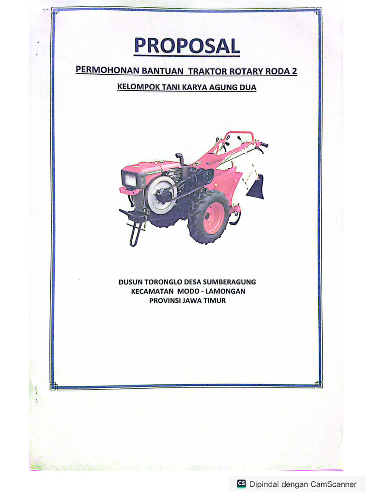 Proposal Bantuan Traktor Rotary Roda 2 Poktan Karya Agung Dua | PDF