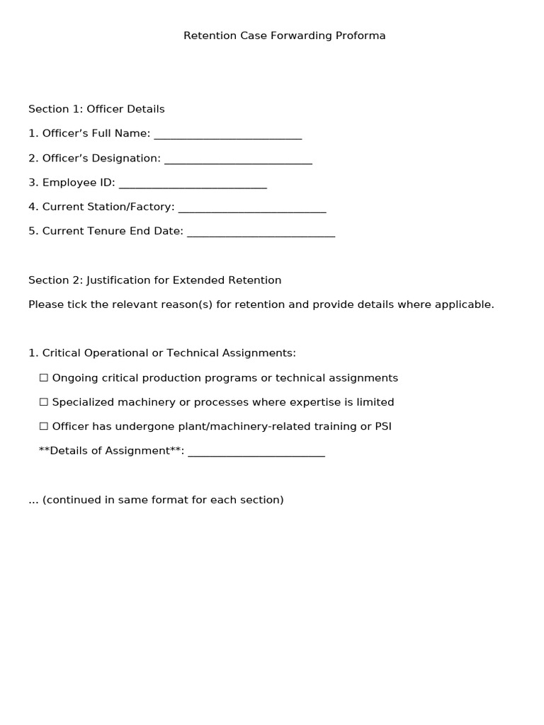 Officer Retention Justification Form | PDF