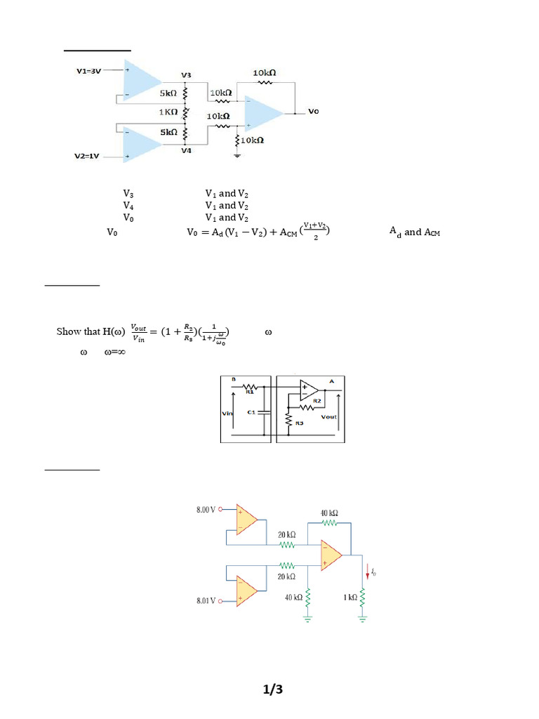 Operational Amplifier Exercises Guide | PDF