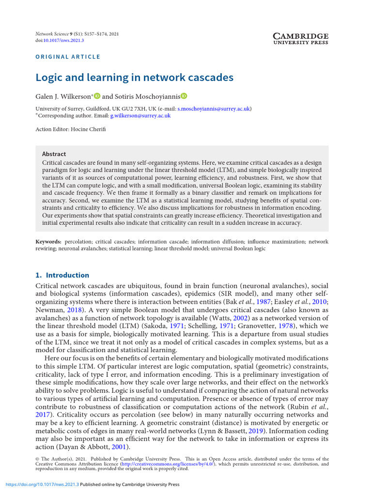 Logic and Learning in Network Cascades | PDF | Machine Learning ...