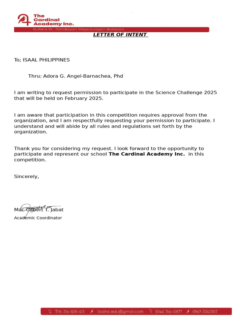 Request for Science Challenge 2025 Participation | PDF