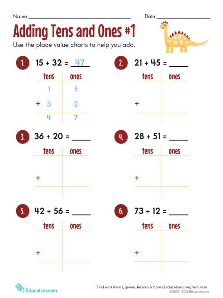 Adding Tens and Ones 1 | PDF