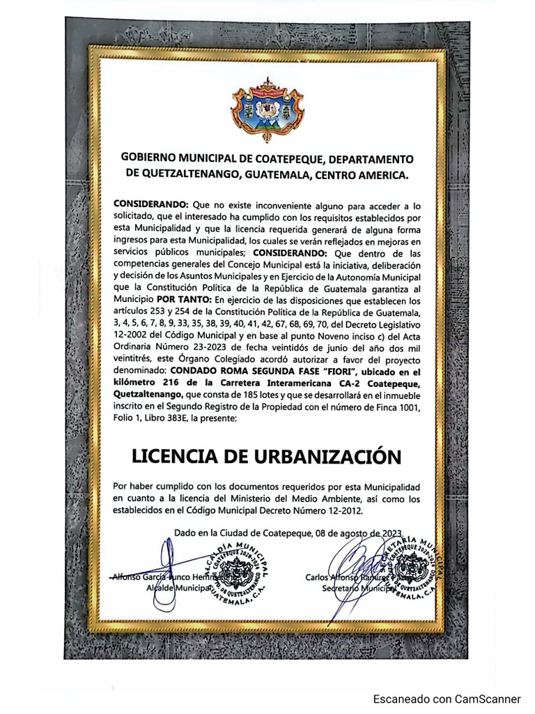 Licencia Municipal Fiori | PDF