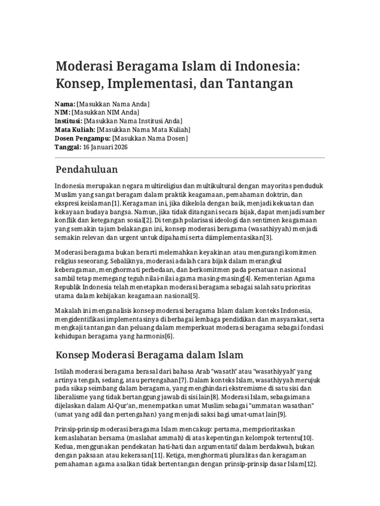 Moderasi Beragama Islam di Indonesia | PDF