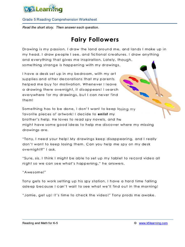Reading Comprehension Worksheet and Kid_s Fable - _Fairy Followers | PDF
