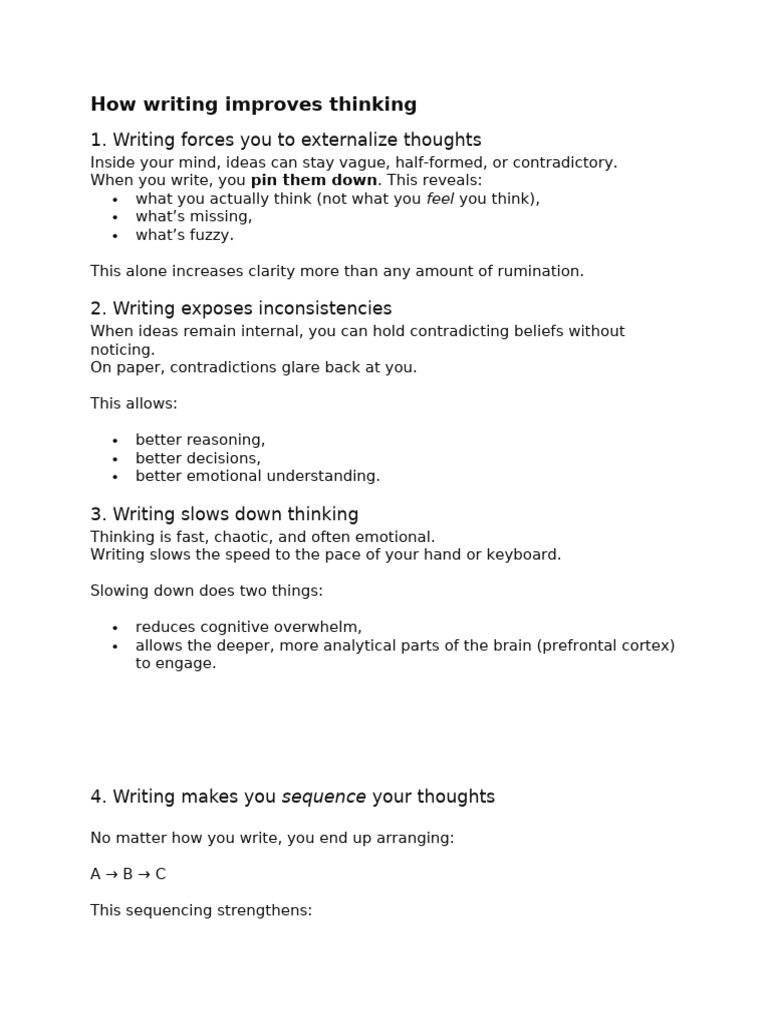 Writing as a Tool for Clear Thinking | PDF | Thought | Mind