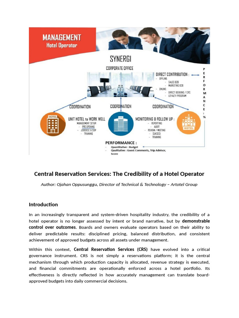 Central Reservation Services in Hospitality | PDF | Governance | Pricing