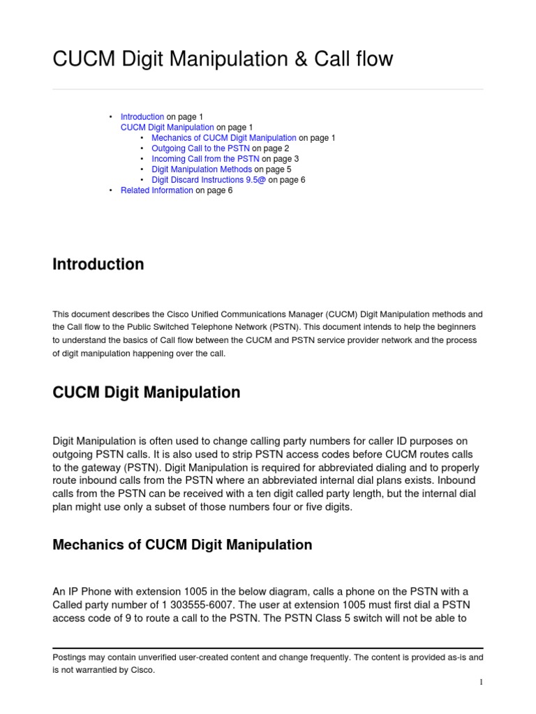 CUCM Digit Manipulation & Call Flow | PDF | Telephone Numbering Plan ...
