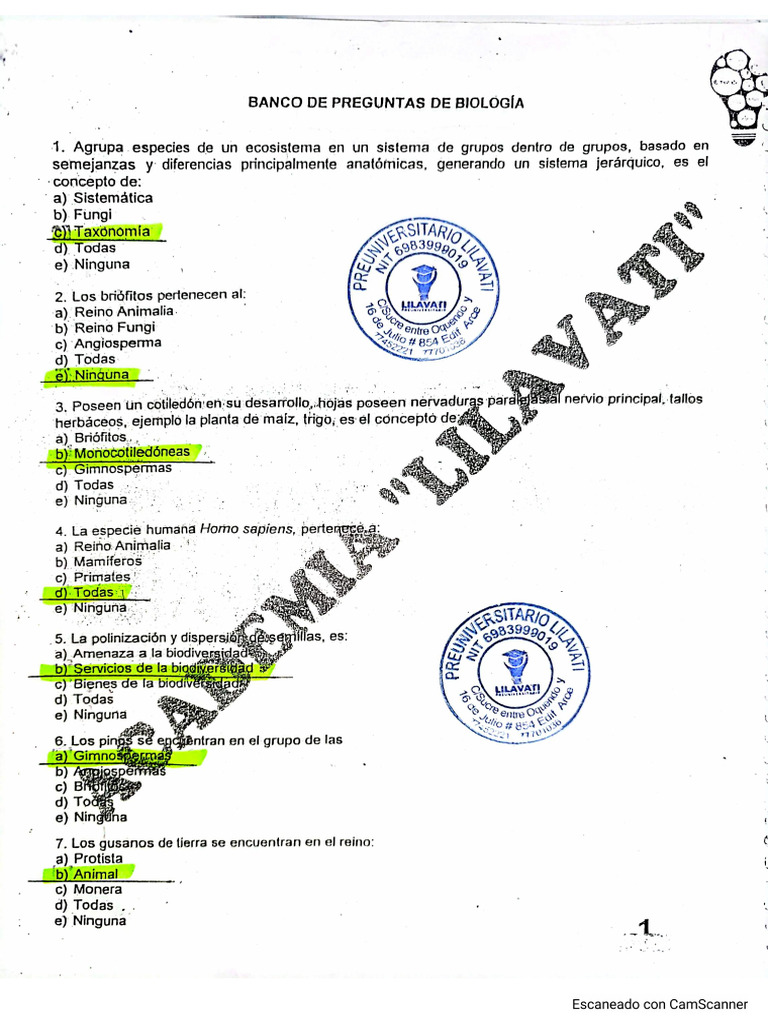 Solucionario de Biología-lilavati | PDF