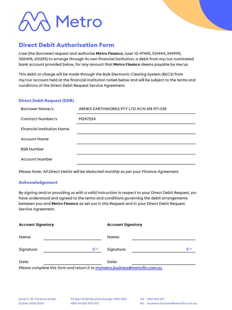 Direct Debit Authorisation Form Guide | PDF | Debit Card | Banks