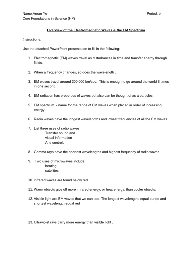 Overview of The Electromagnetic Waves & The EM Spectrum | PDF