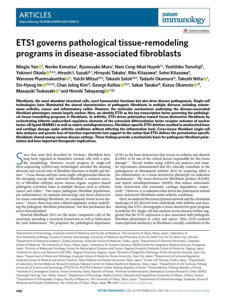 ETS1 Governs Pathological Tissue-Remodeling Programs in Disease ...