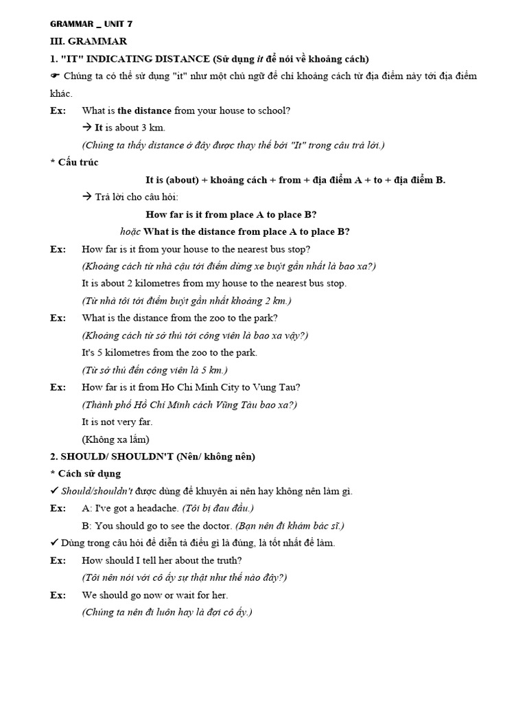 Grammar Unit 7 English 7 | PDF