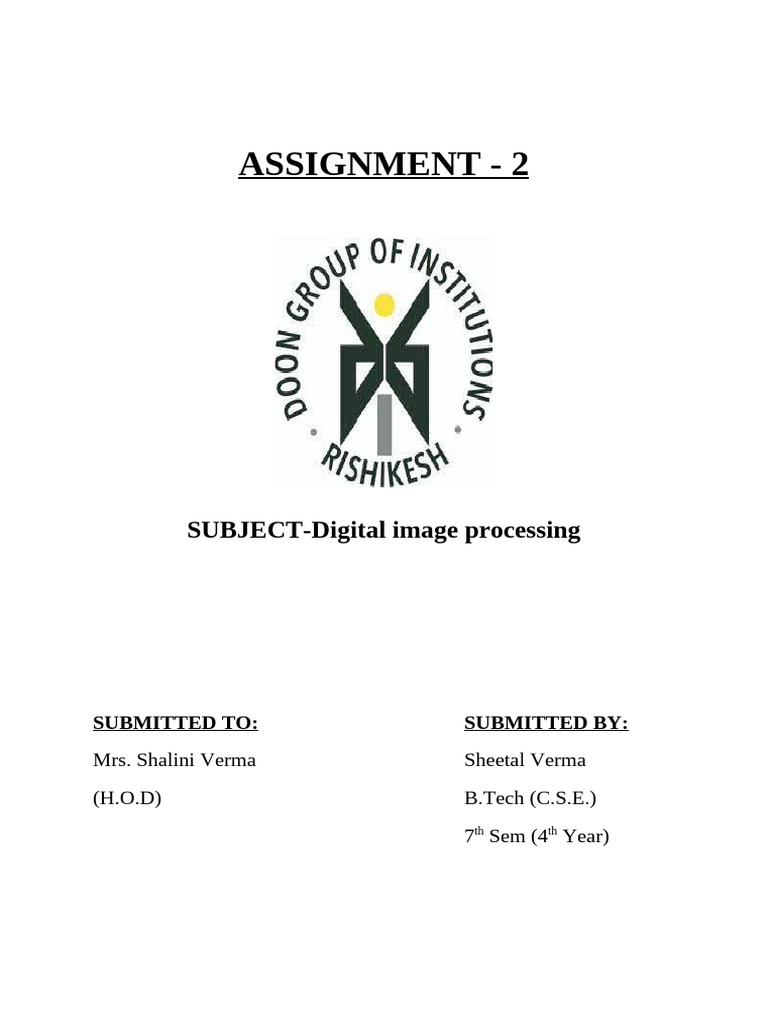 Digital Image Processing Assignment | PDF | Image Segmentation ...