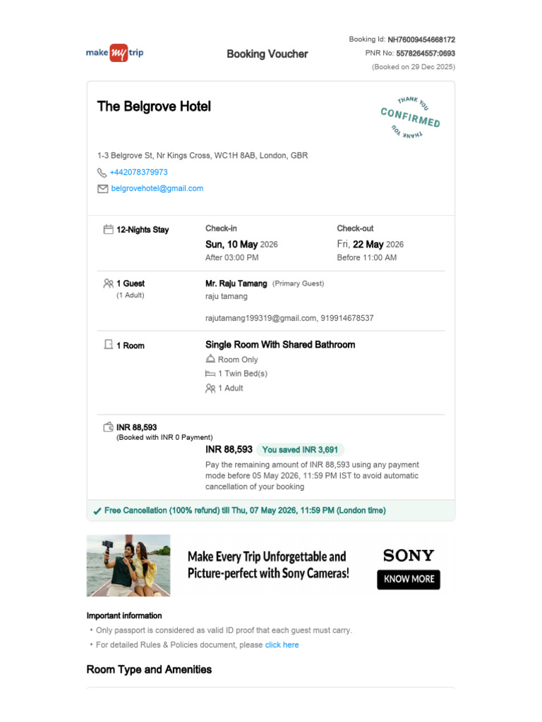 Booking Confirmation Voucher | PDF