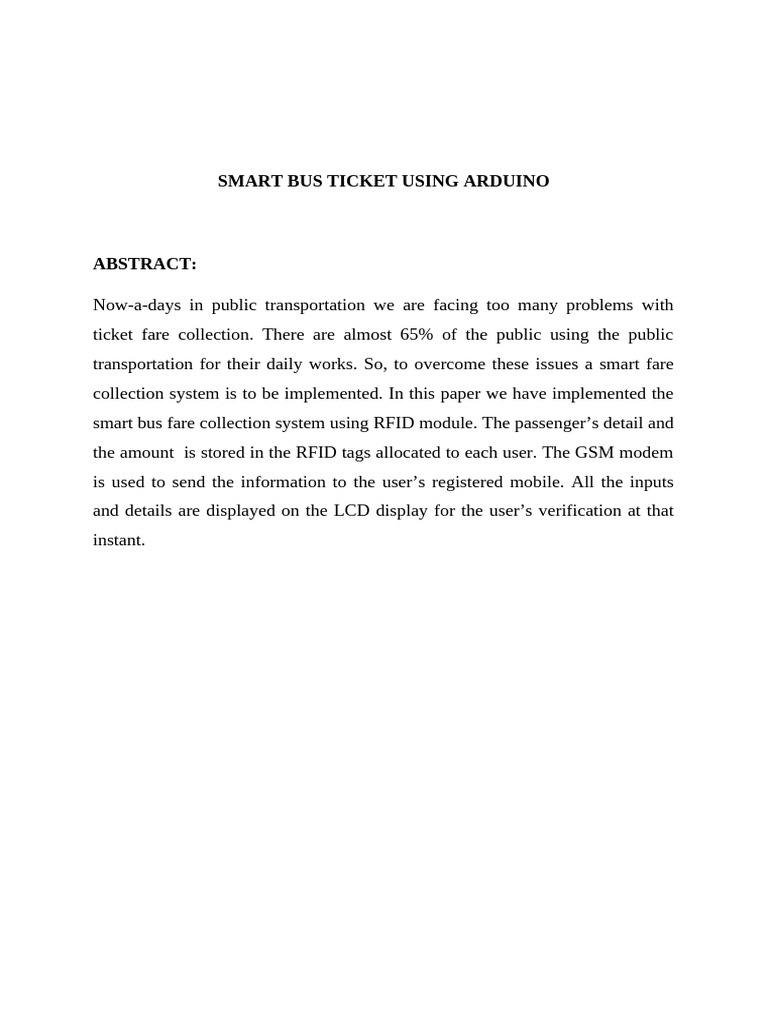 Smart Bus Ticket Using Arduino | PDF