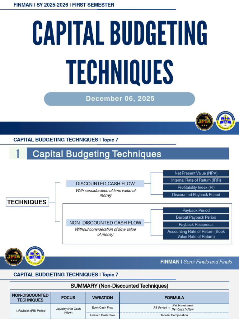 Dec 6 Discounted Techniques | PDF | Net Present Value | Capital Budgeting